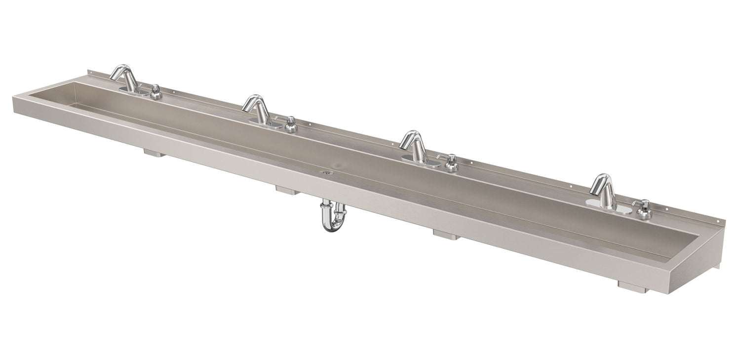 DSW4120 Deluxe Four-Station Stainless Steel Trough Sink - 120"W ...